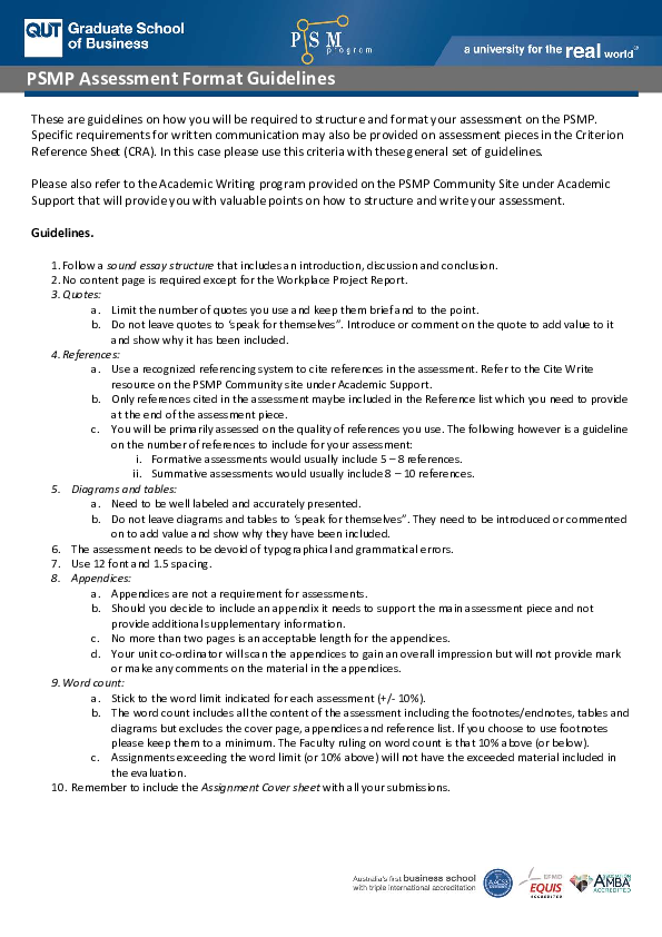 (PDF) PSMP Assessment Format Guidelines