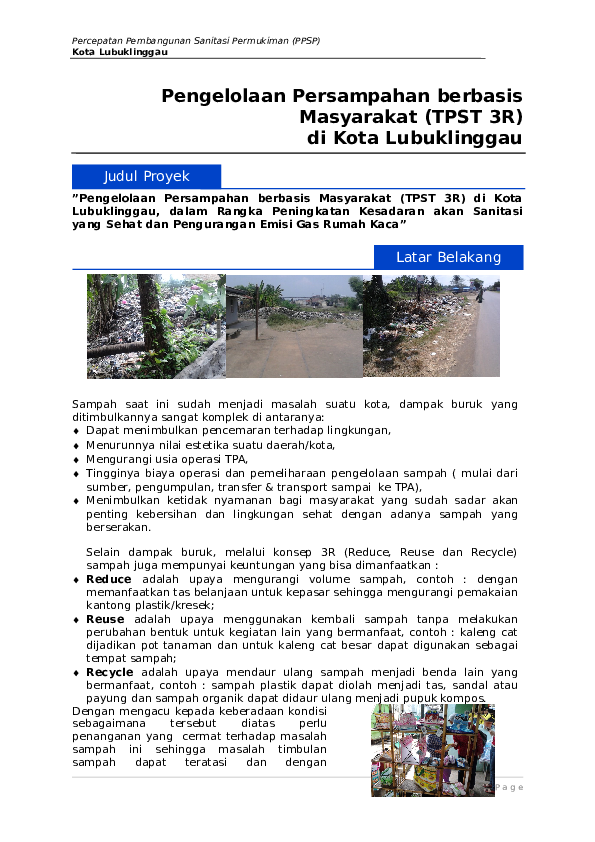 (DOC) Pengelolaan Persampahan berbasis Masyarakat (TPST 3R