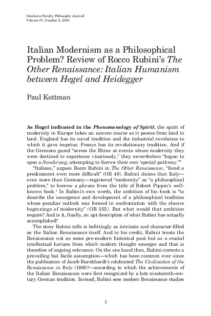 (PDF) Italian Modernism as a Philosophical Problem? Review of Rocco ...