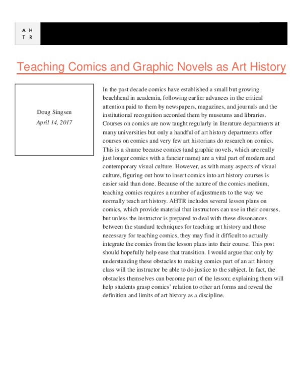 (PDF) Teaching Comics and Graphic Novels as Art History