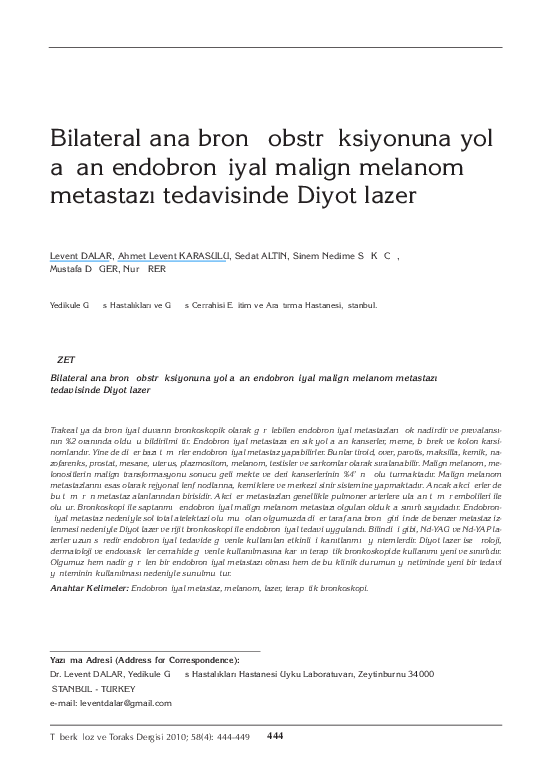 (PDF) [Diode laser therapy for endobronchial malignant melanoma ...