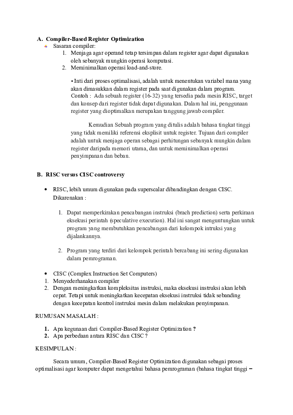 Doc Compiler Based Register Optimization