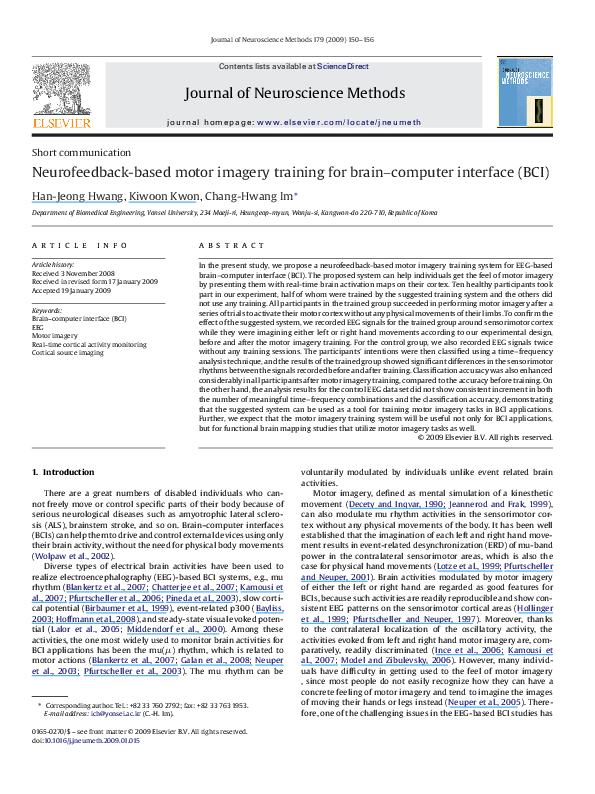 (PDF) Neurofeedback-based motor imagery training for brain–computer interface (BCI)