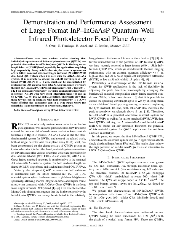 (PDF) Demonstration and Performance Assessment of Large Format InP–InGaAsP Quantum-Well Infrared ...
