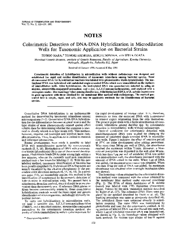 (PDF) Colorimetric detection of DNA-DNA hybridization in microdilution ...