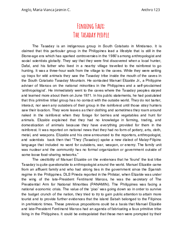 (PDF) Finding Faux: The tasaday people