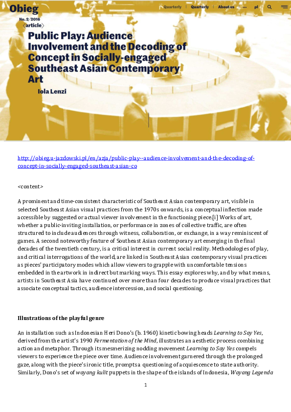 (PDF) Public Play: audience involvement and the decoding of concept in ...