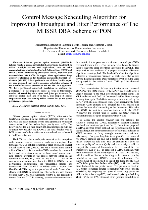(PDF) Control Message Scheduling Algorithm for Improving Throughput and Jitter Performance of ...