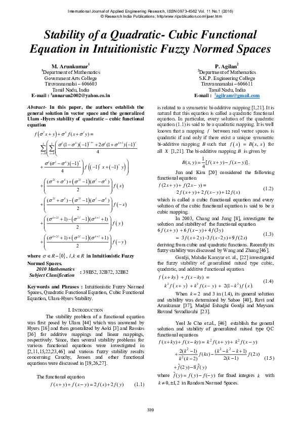 (PDF) Stability of a Quadratic-Cubic Functional Equation in ...