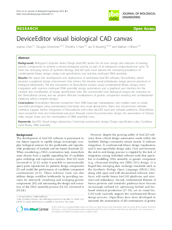 (PDF) DeviceEditor visual biological CAD canvas