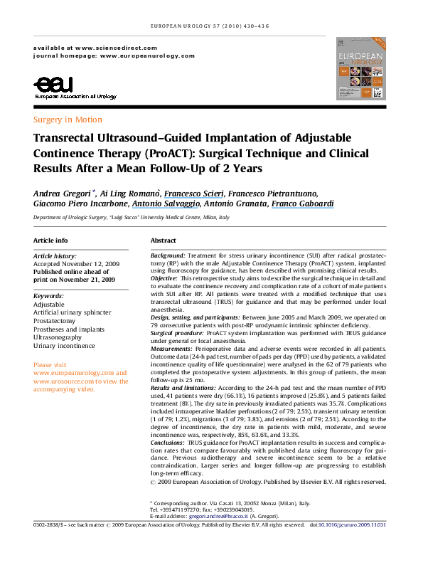 (PDF) Transrectal Ultrasound–Guided Implantation of Adjustable ...