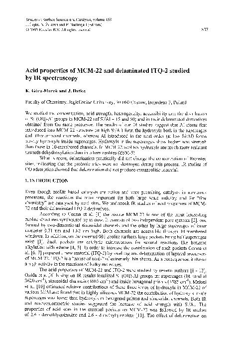 (PDF) Acid properties of MCM-22 and delaminated ITQ-2 studied by IR spectroscopy