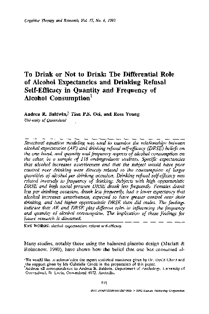 (PDF) To drink or not to drink: The differential role of alcohol ...