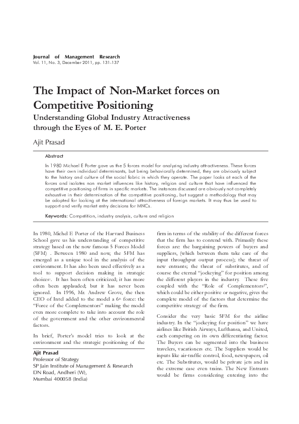 (PDF) The Impact of Non-Market forces on Competitive Positioning ...
