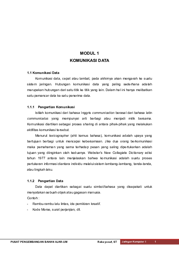 (DOC) MODUL 1 KOMUNIKASI DATA
