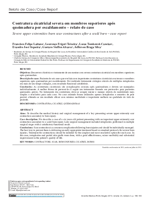 (PDF) Severe upper extremities burn scar contractures after a scald ...