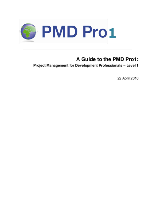 (PDF) A Guide to the PMD Pro1: Project Management for Development ...
