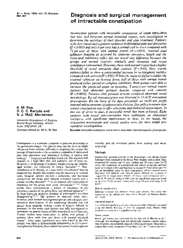 (PDF) Diagnosis and surgical management of intractable constipation ...