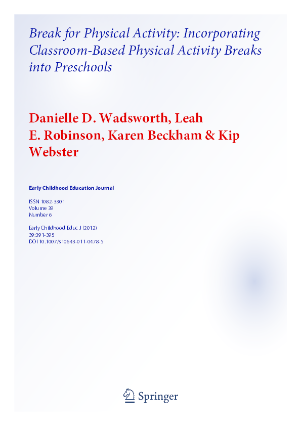 (PDF) Break for Physical Activity: Incorporating Classroom-Based ...