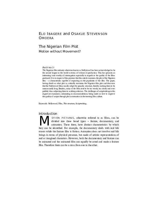(DOC) The Nigerian Film Plot : Motion without Movement
