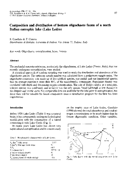 (PDF) Composition and distribution of bottom oligochaete fauna of a ...