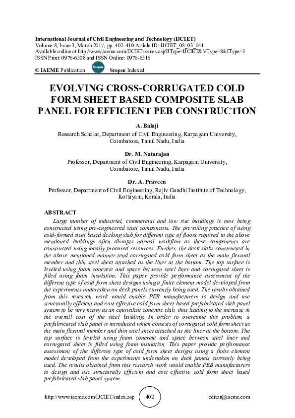(PDF) EVOLVING CROSS-CORRUGATED COLD FORM SHEET BASED COMPOSITE SLAB ...