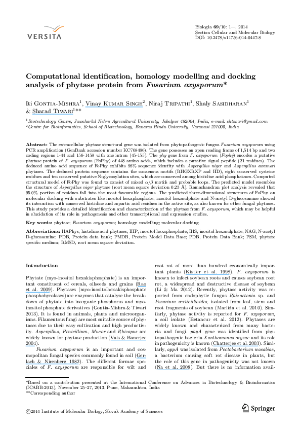 Pdf Computational Identification Homology Modelling And Docking