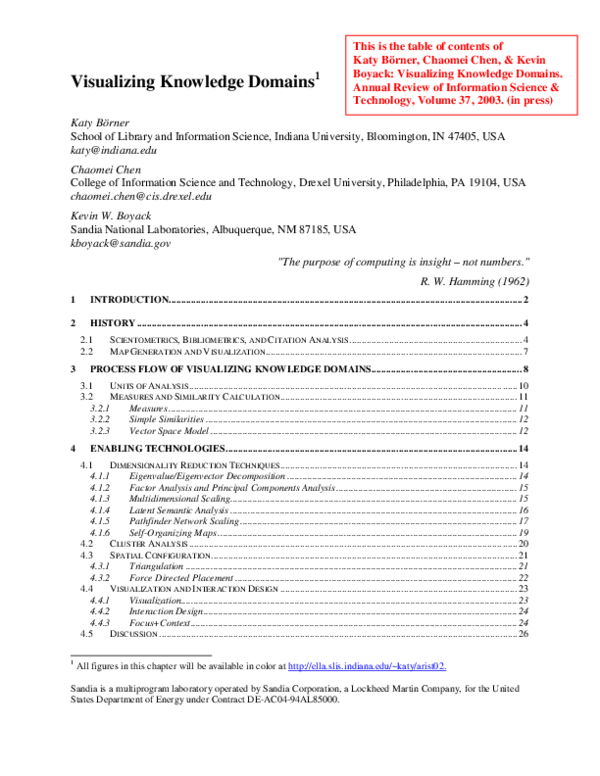(PDF) Visualizing knowledge domains