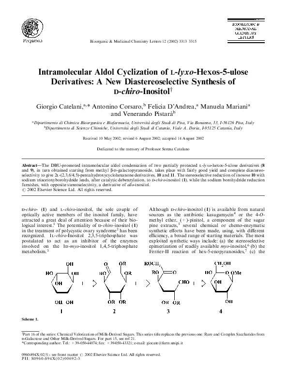 (PDF) Intramolecular aldol cyclization of l-lyxo-Hexos-5-ulose ...