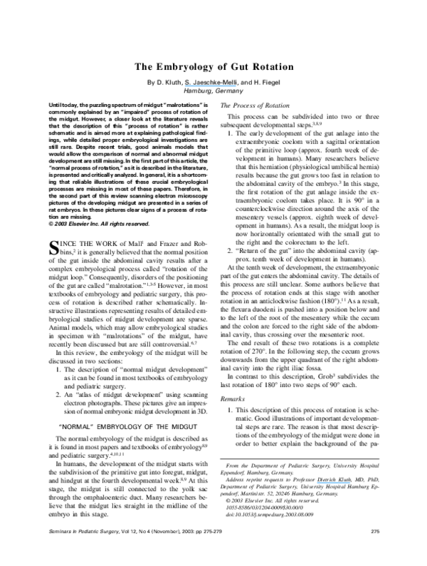 (PDF) The embryology of gut rotation