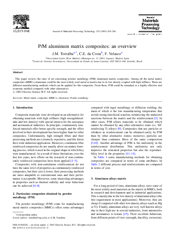 (PDF) P/M aluminum matrix composites: an overview