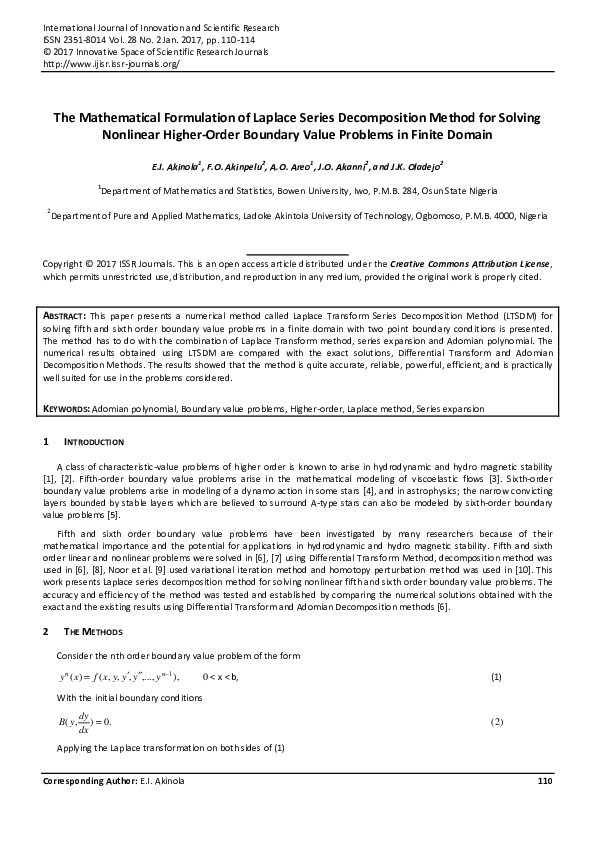 Pdf The Mathematical Formulation Of Laplace Series Decomposition Method For Solving Nonlinear