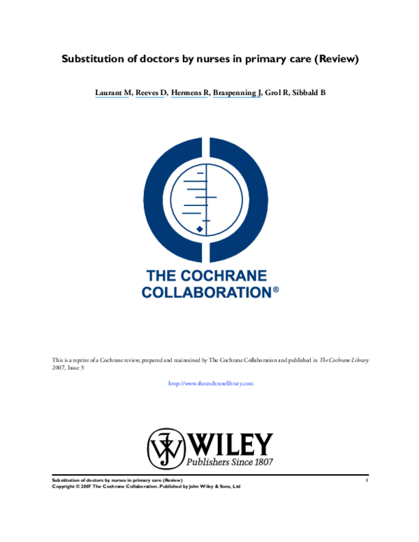 (PDF) Substitution of doctors by nurses in primary care | Miranda ...