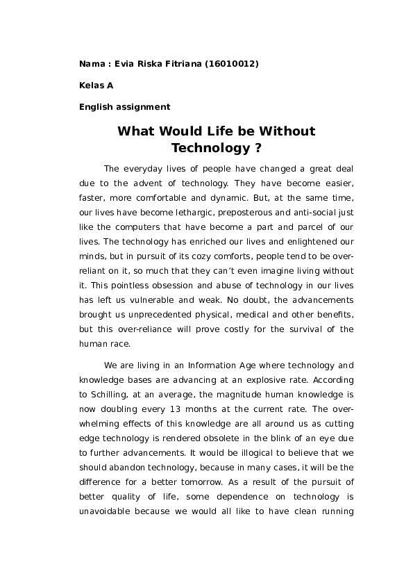 (DOC) What Would Life be Without Technology