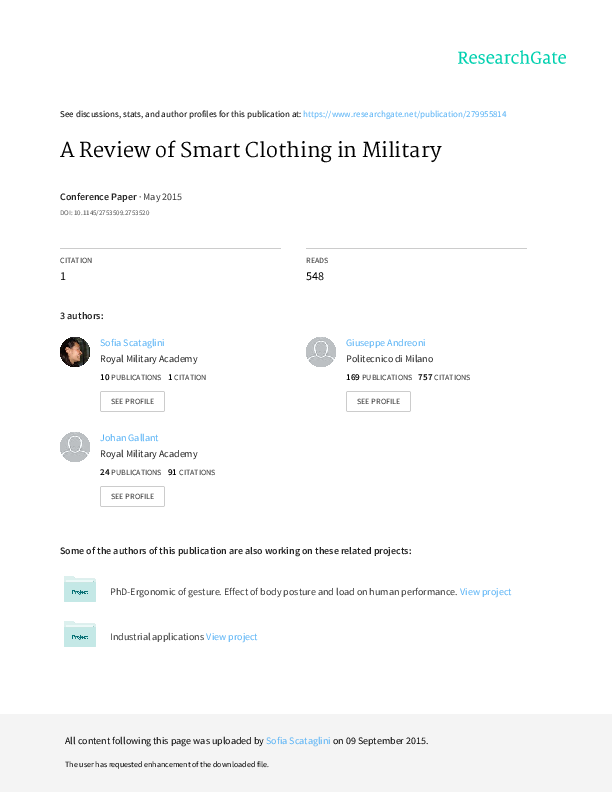 (PDF) A Review of Smart Clothing in Military A Review of Smart Clothing ...