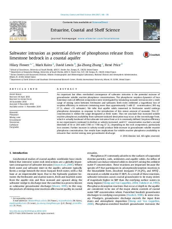 (PDF) Saltwater intrusion as potential driver of phosphorus release ...
