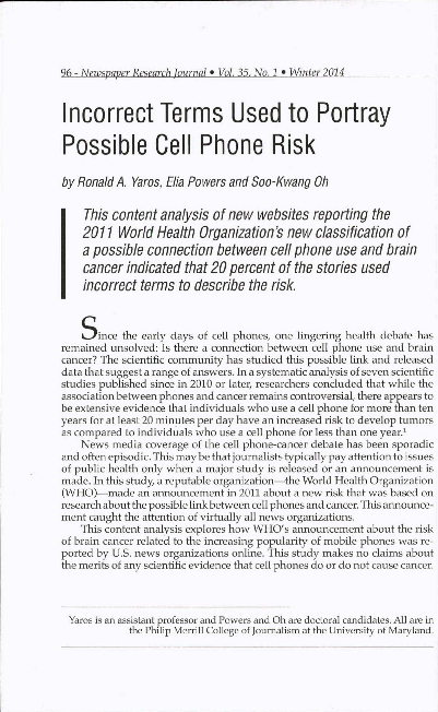 (PDF) Incorrect Terms Used to Portray Possible Cell Phone Risk