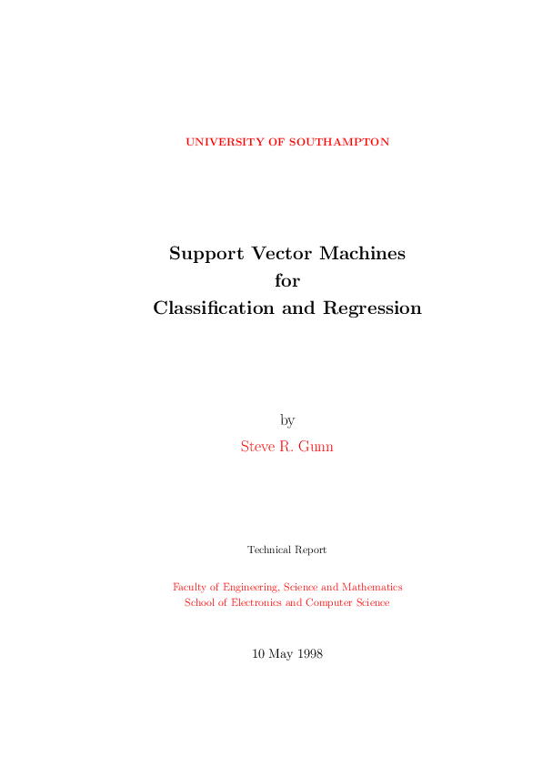 Pdf Support Vector Machines For Classification And Regression
