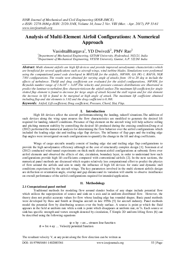 Pdf Analysis Of Multi Element Airfoil Configurations A Numerical Approach