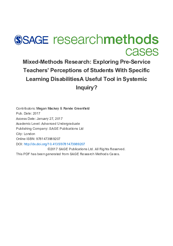 (PDF) Mixed-Methods Research: Exploring Pre-Service Teachers' Perceptions of Students With ...