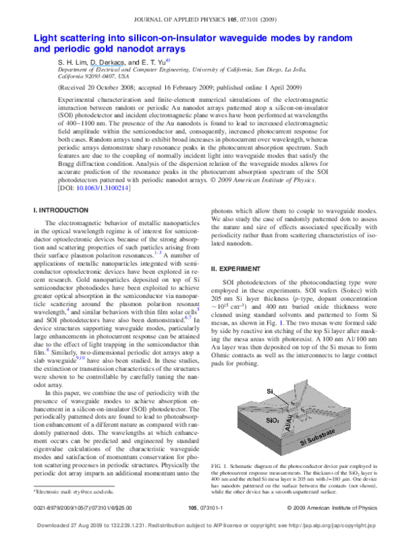 (PDF) Light scattering into silicon-on-insulator waveguide modes by random and periodic gold ...