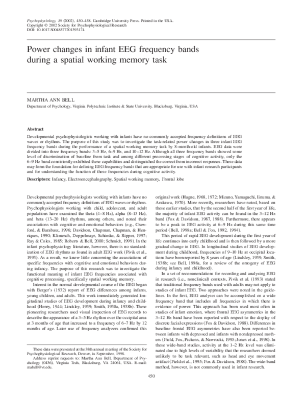 (PDF) Power changes in infant EEG frequency bands during a spatial ...