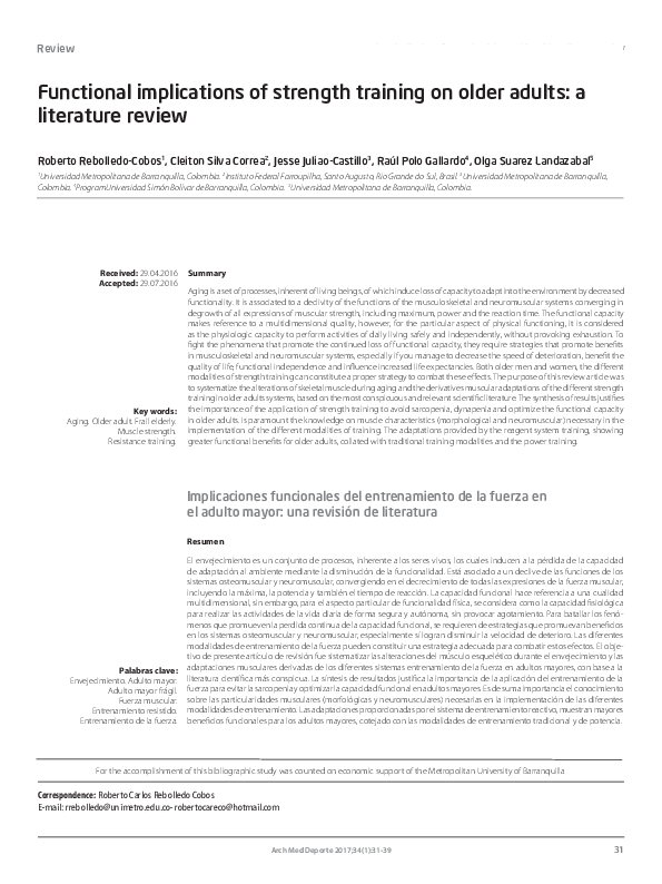 (PDF) Functional implications of strength training on older adults: a ...