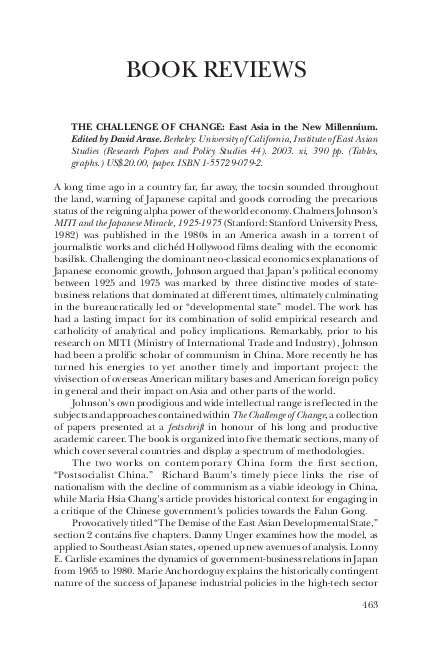 (PDF) Challenge of Change: East Asia in the New Millennium. Edited by ...