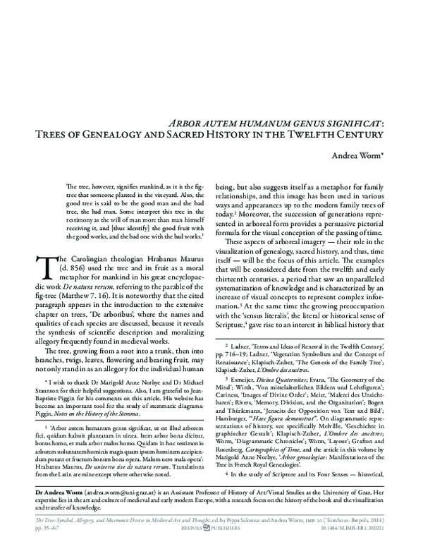 (PDF) Arbor autem humanum genus significat: Trees of Genealogy and ...