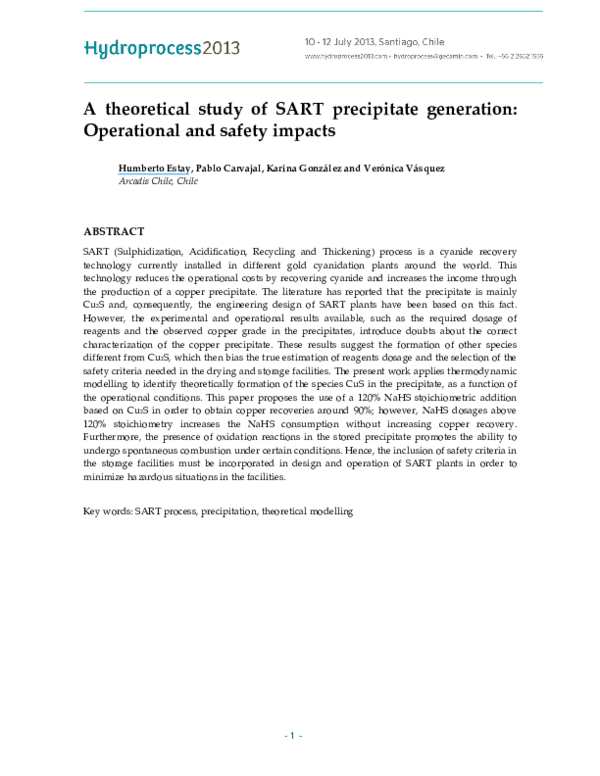 (PDF) A theoretical study of SART precipitate generation: Operational ...