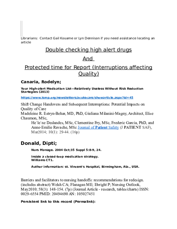 (DOC) APRIL ARTICLE ASSIGNMENTS FOR DOUBLE CHECK AND PROTECTED TIME FOR ...