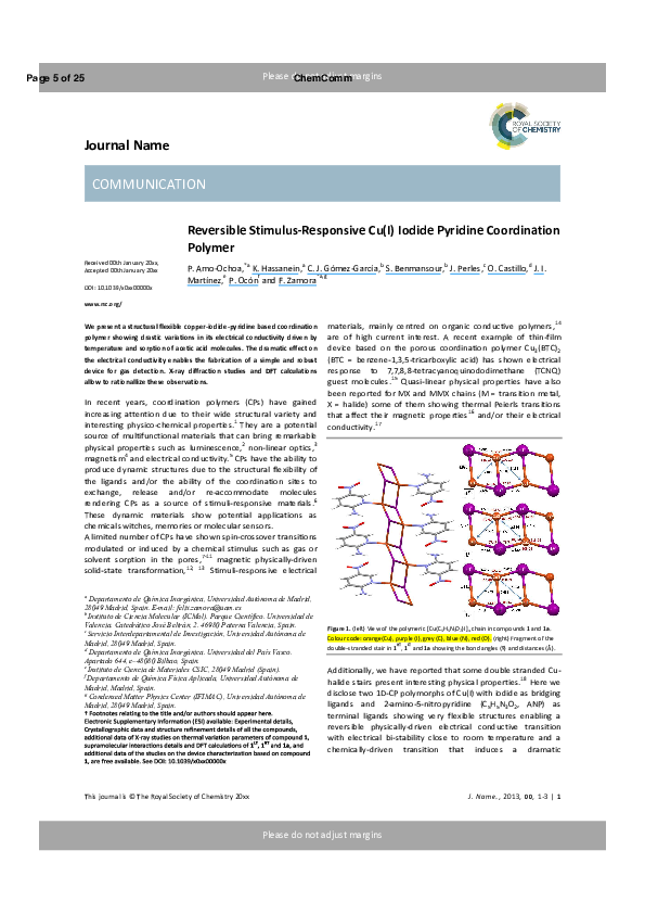 (PDF) Reversible Stimulus-Responsive Cu(I) Iodide Pyridine Coordination ...