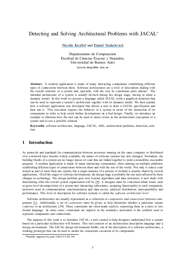 (PDF) Detecting and Solving Architectural Problems with JACAL