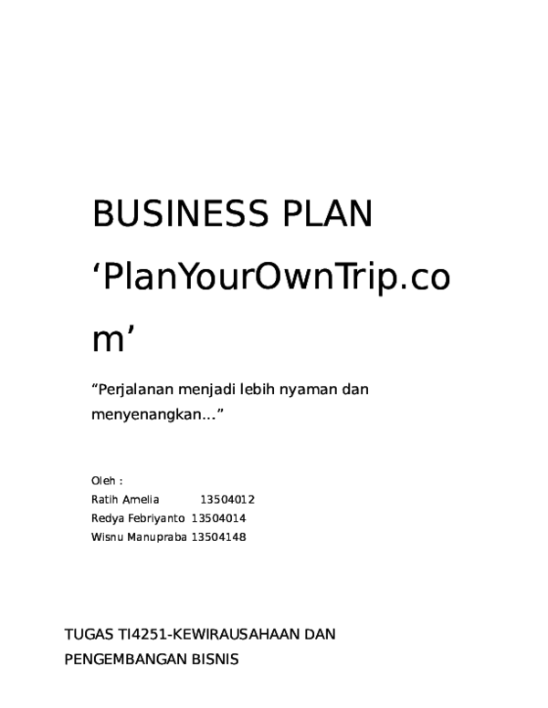 (DOC) Contoh Business Plan | alya oktavia - Academia.edu